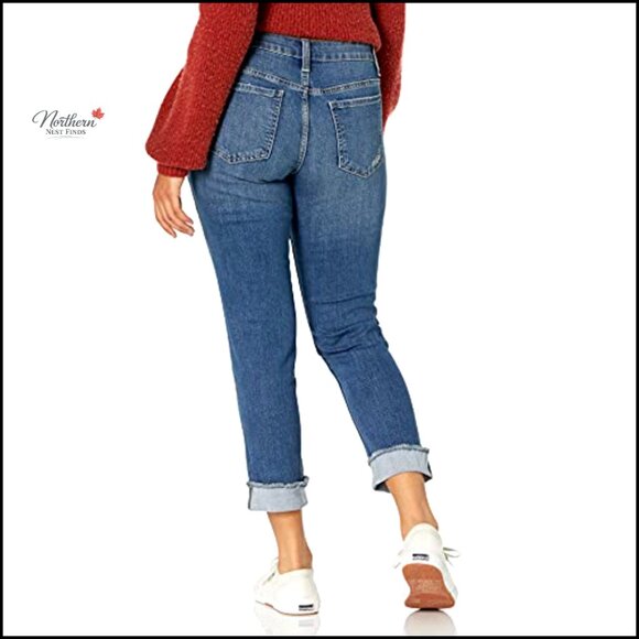 Jeans | Boyfriend Jeans With Fringe Cuff Stretch Fit Mid Rise | Poshmark